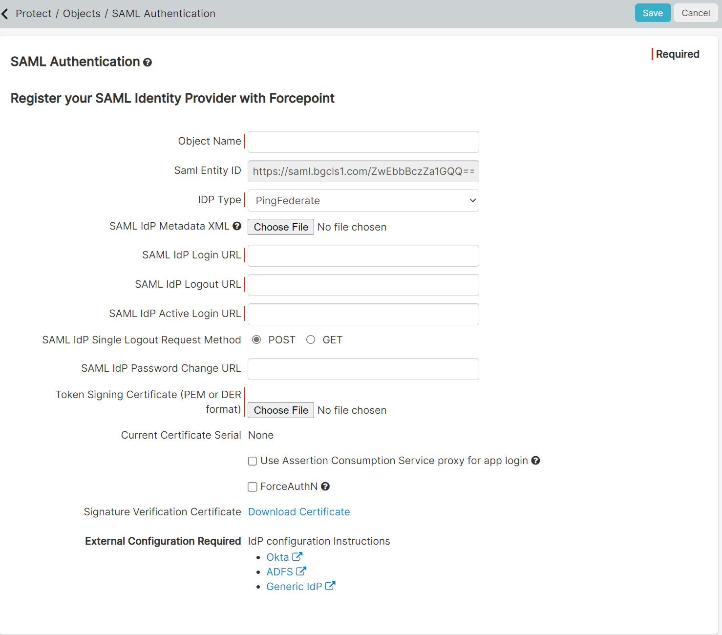 PingFederate: Configuring Forcepoint Data Security Cloud | SSE as a SAML SP